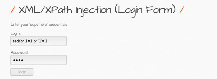 Xmlxpath Injection Login Form · Teckk2